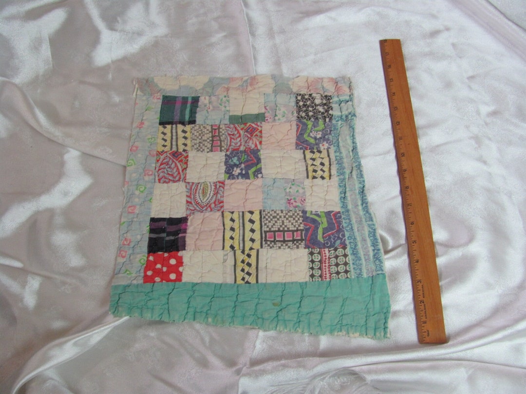 Vintage Antique Handmade Quilt Square Panel Block Piece 12 X 14 Worn ...