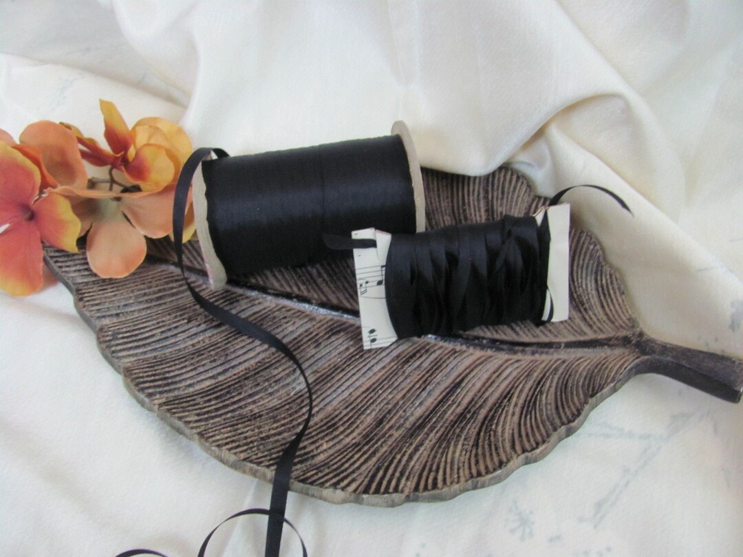 Black Woven Fuse Edge Lightweight Ribbon Rayon for Knitting or Sewing ...