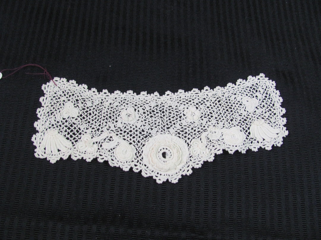 Antique Handmade Irish Lace Collar Accessory Yoke Applique Trim 3.5" X ...