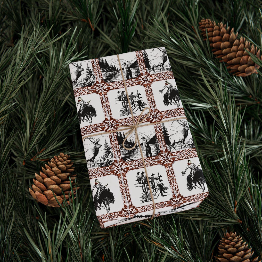 Vintage Ranch Cowboy Wrapping Paper Set: Western Theme Gift Wrap - Etsy