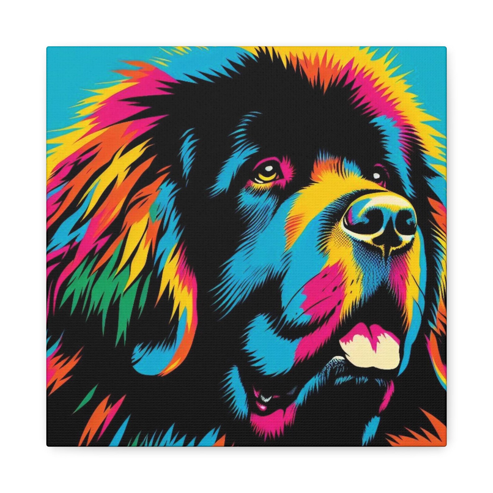 Colorful Modern Art Newfoundland Dog Wall Decor, Stretched Matte Print ...