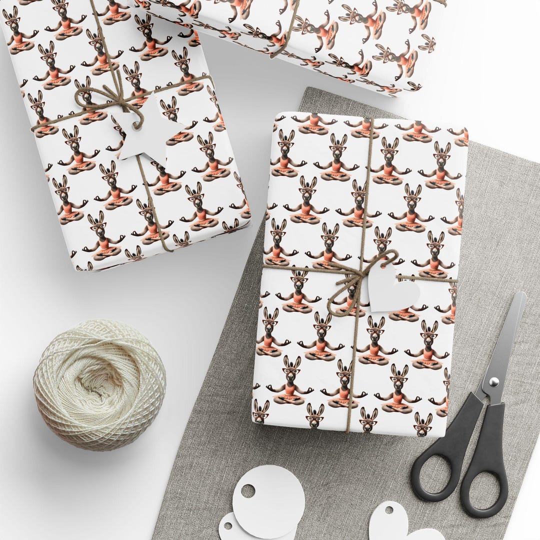 Yoga Donkey Wrapping Paper: Meditation Gift Wrap, Animal Lover Present ...