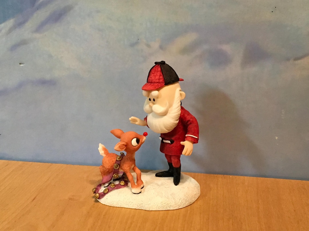 Vintage Rudolph the Red-nosed Reindeer Enesco Santa and Rudolph Figure ...