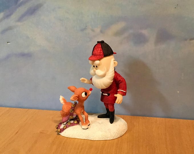 Vintage Rudolph the Red-nosed Reindeer Enesco Santa and Rudolph Figure ...
