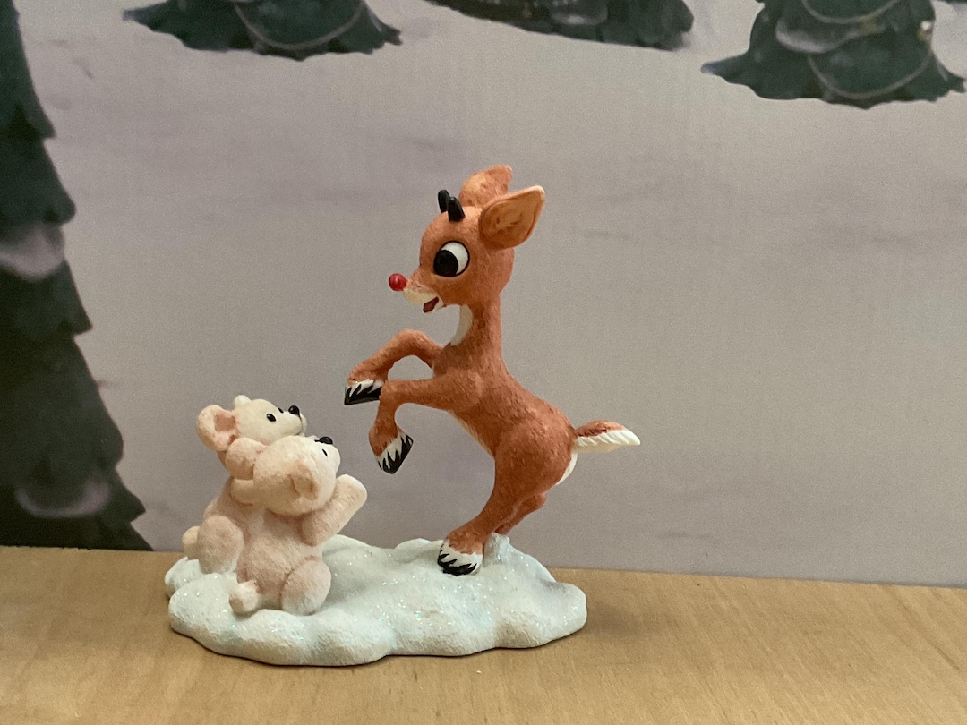 Vintage Rudolph the Red-nosed Reindeer Enesco Rudolph and Cubs Figure ...