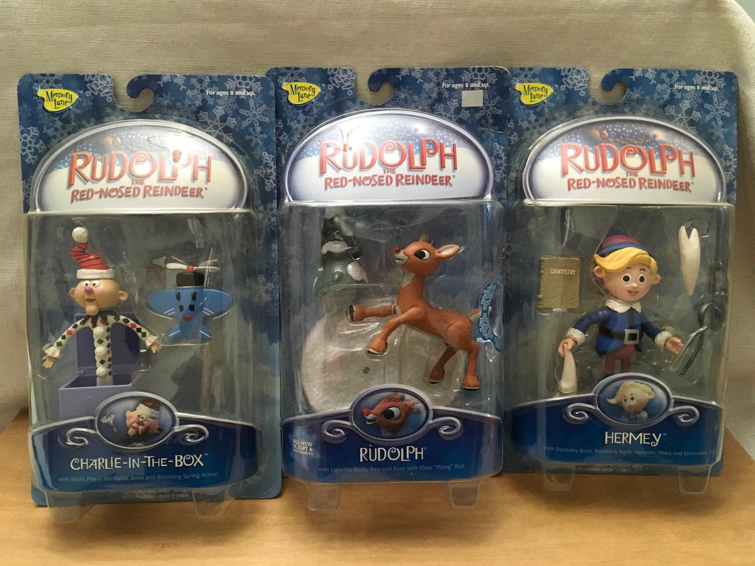 Vintage Rudolph the Red-nosed Reindeer Figures Trio New in Box - Etsy