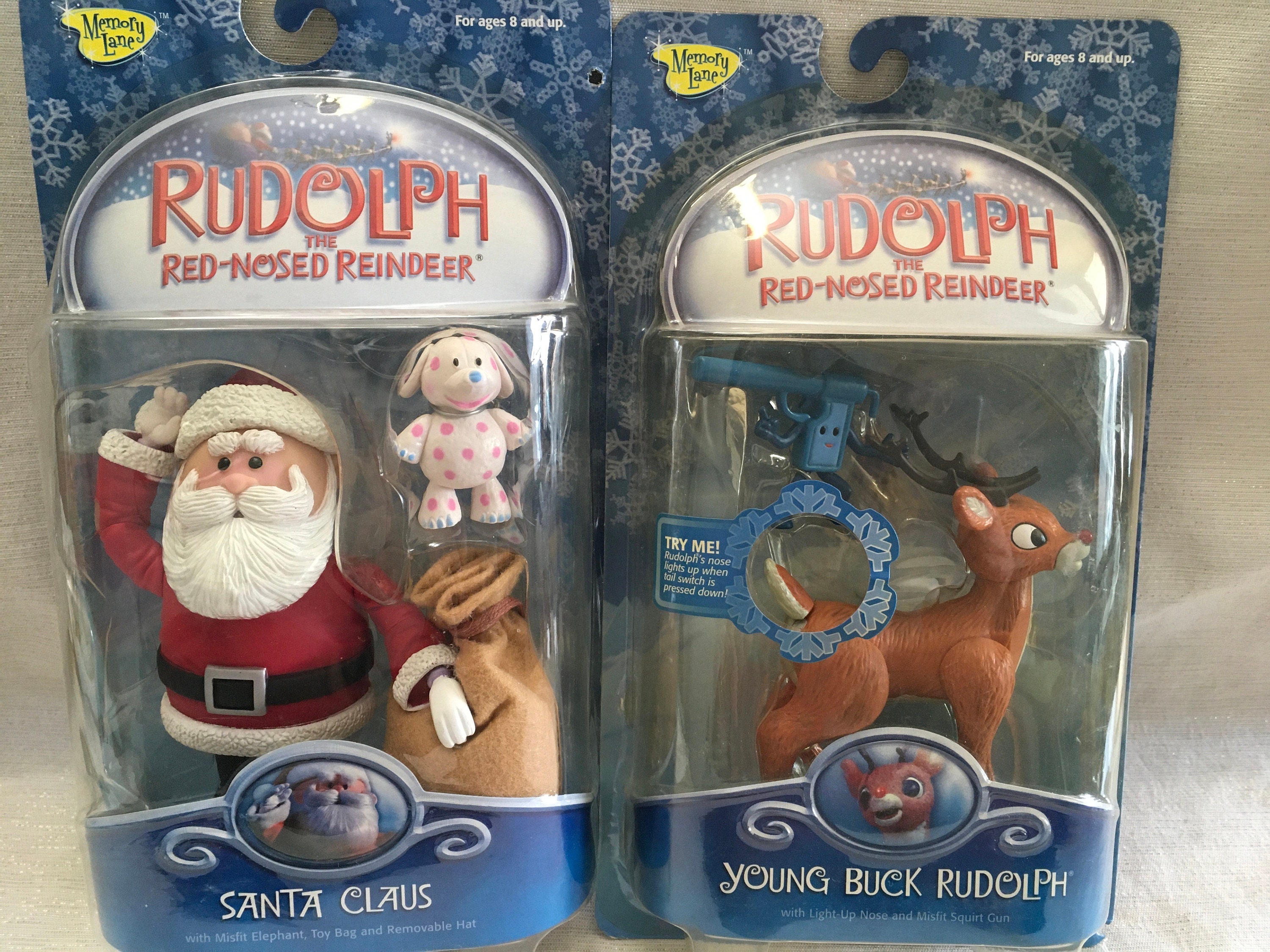 Vintage Rudolph the Red-nosed Reindeer Figures Santa Claus and Rudolph ...