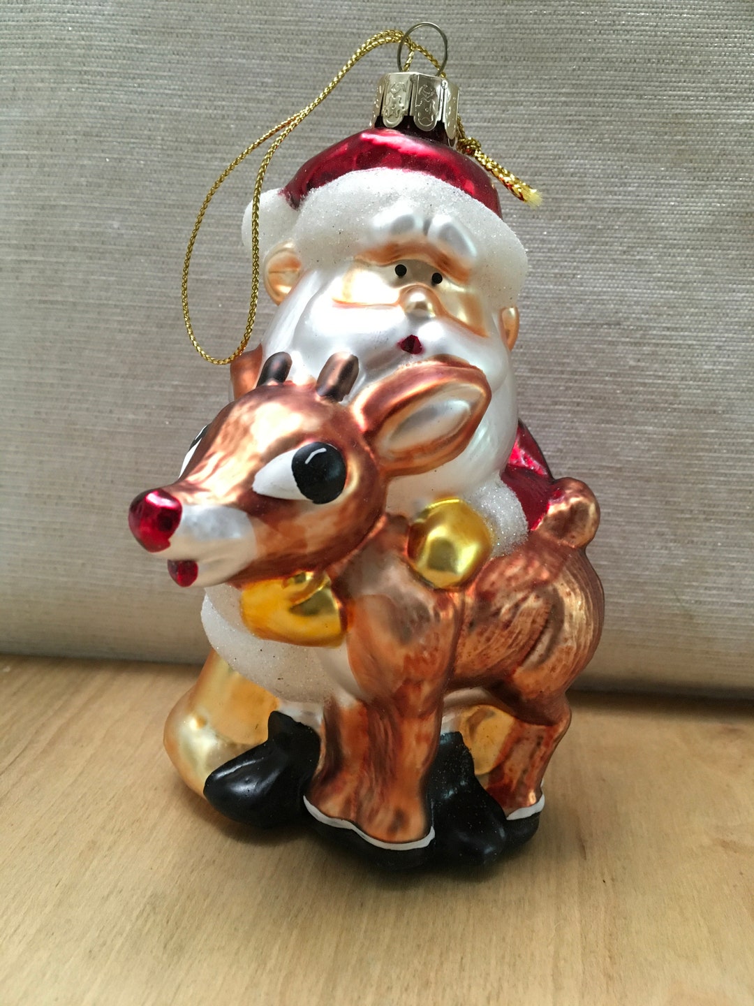 Vintage Rudolph the Red Nosed Reindeer and Santa Hand Crafted Kurt ...