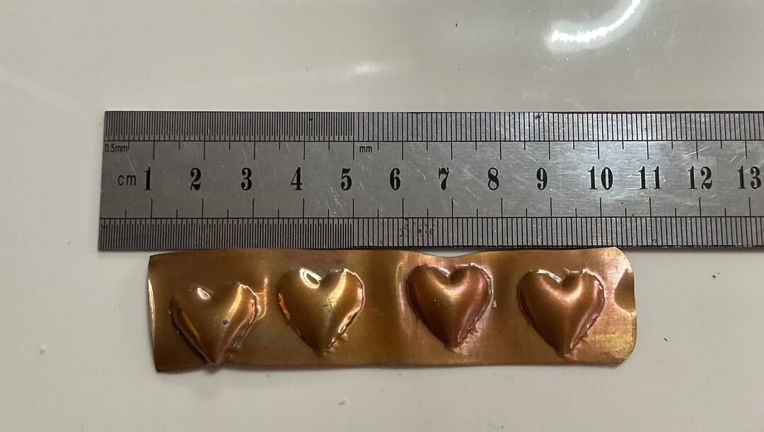 Four Large Copper Hearts, Puffy Hearts, for Enameling and Jewellery ...