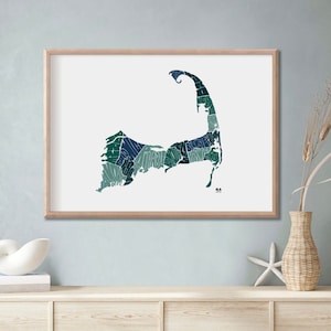 Cape Cod MA Towns Map Print Massachusetts Wall Art Poster Hand Drawn ...