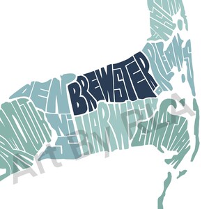 Brewster, Cape Cod Map Print • Massachusetts Wall Art Poster • Hand ...