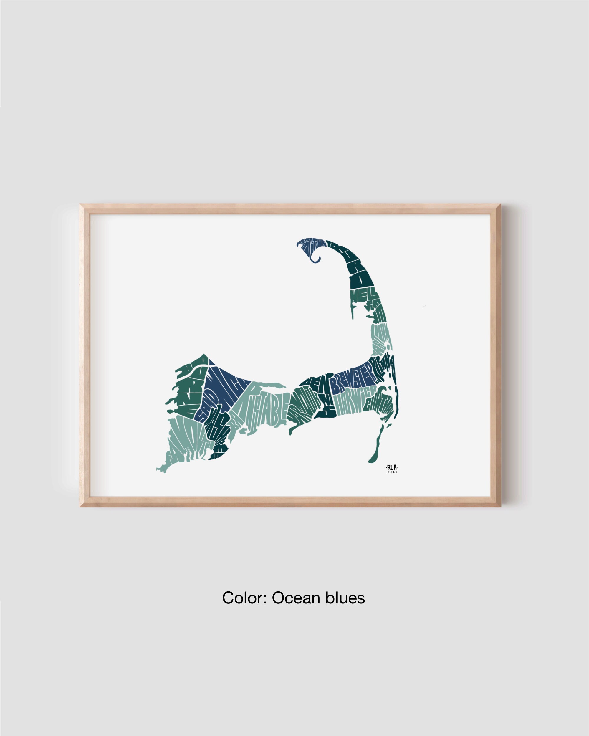 Cape Cod MA Towns Map Print Massachusetts Wall Art Poster Hand Drawn ...