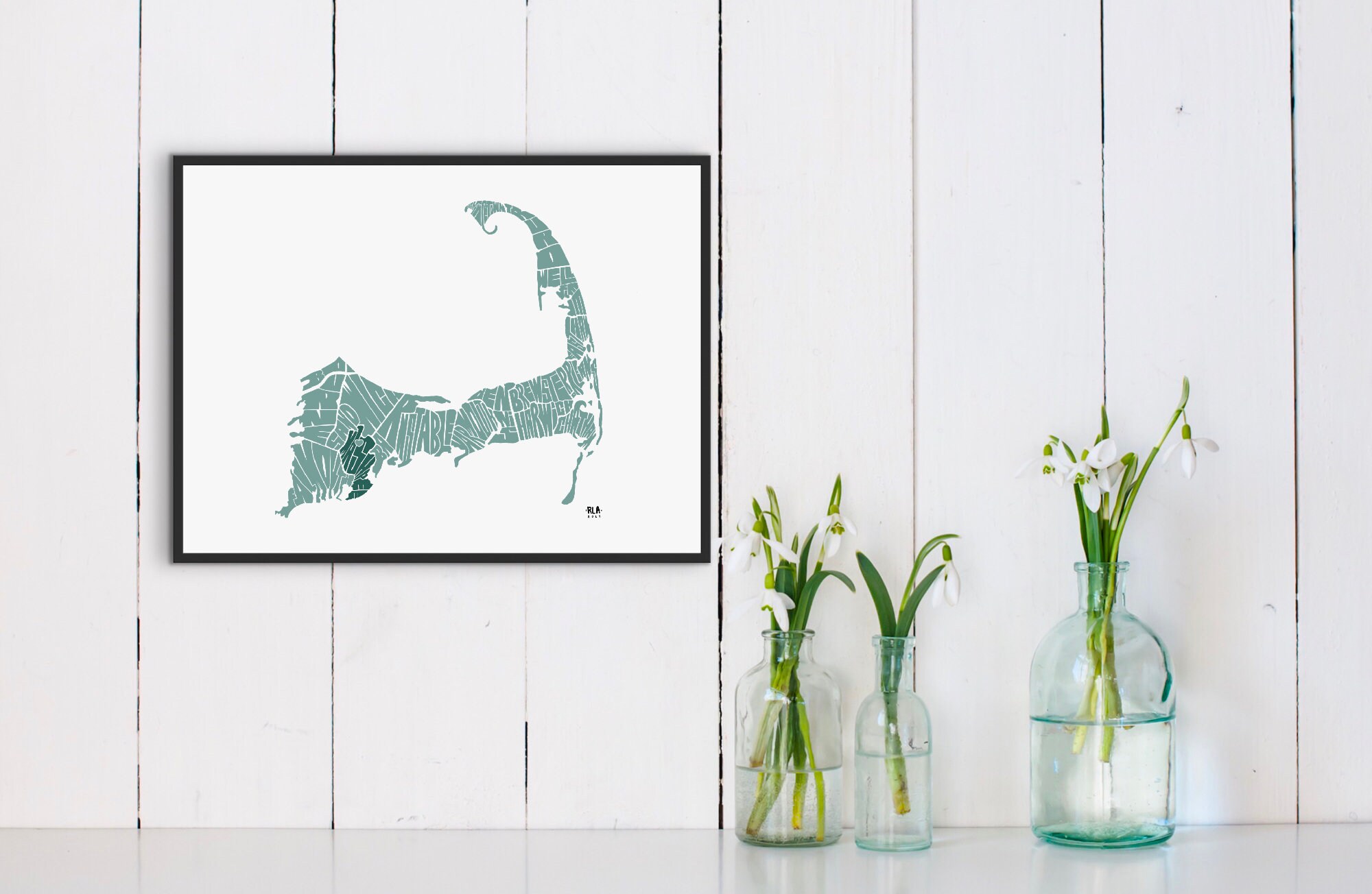 Custom Cape Cod MA Towns Map Print Massachusetts Wall Art Poster Hand ...