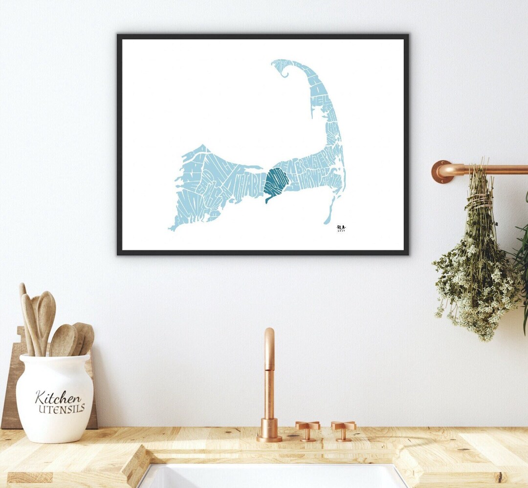 Yarmouth, Cape Cod Map Print Massachusetts Wall Art Poster Hand Drawn ...