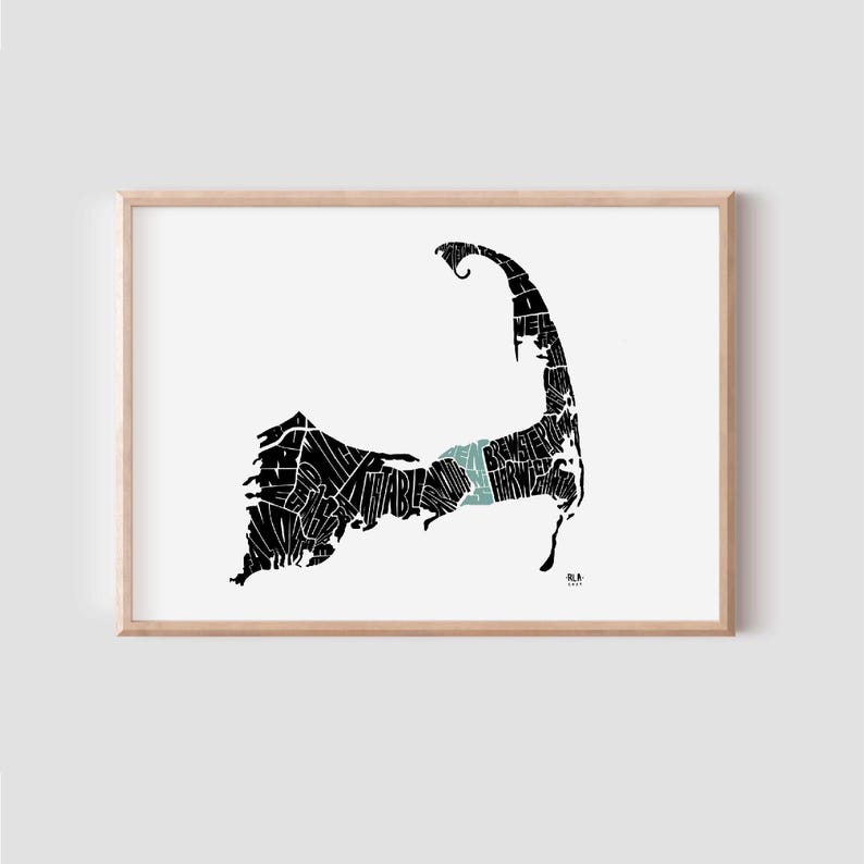 Dennis, Cape Cod Map Print • Massachusetts Wall Art Poster • Hand Drawn ...