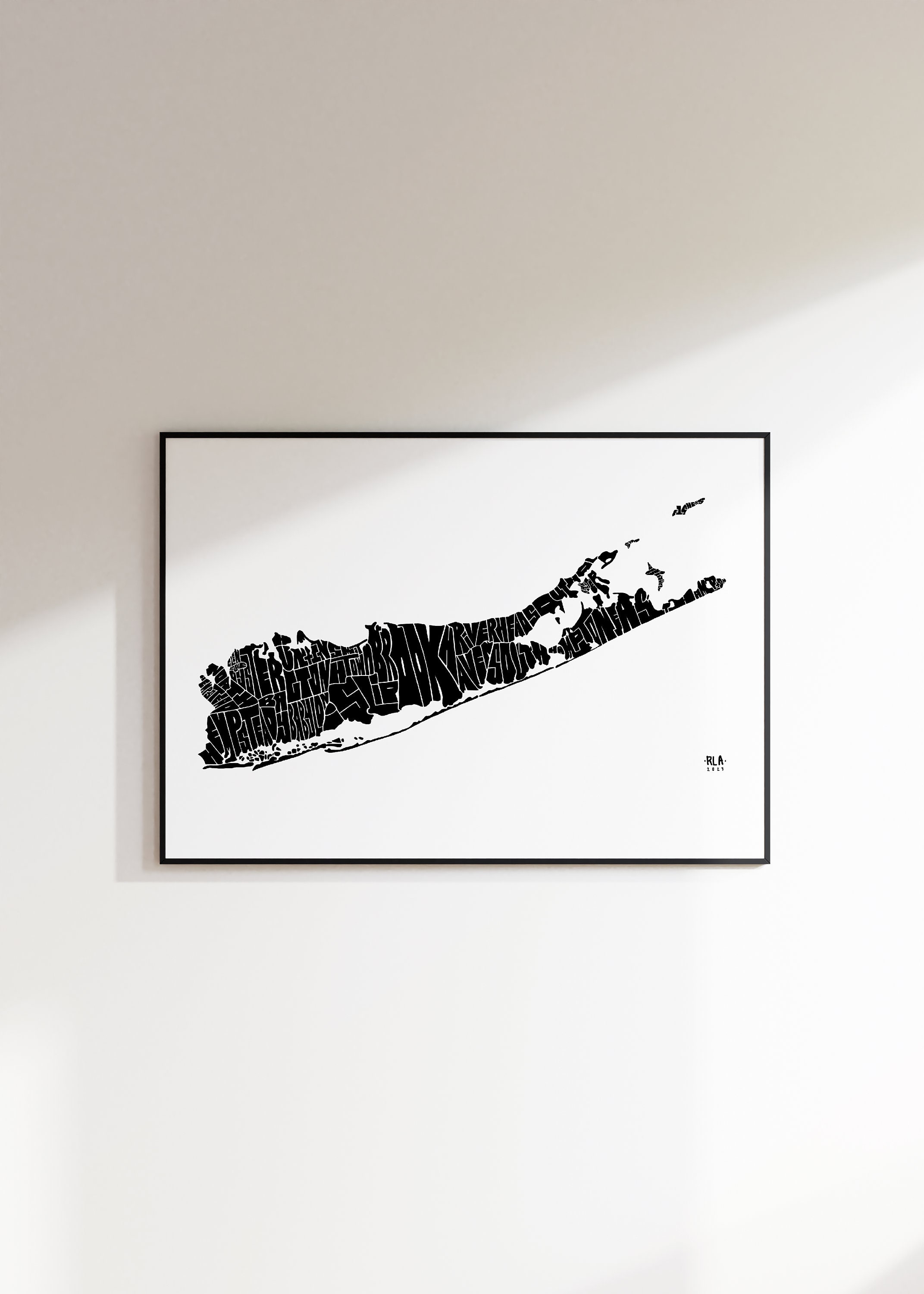 Long Island Towns Map Print New York Wall Art Poster Hand Drawn ...