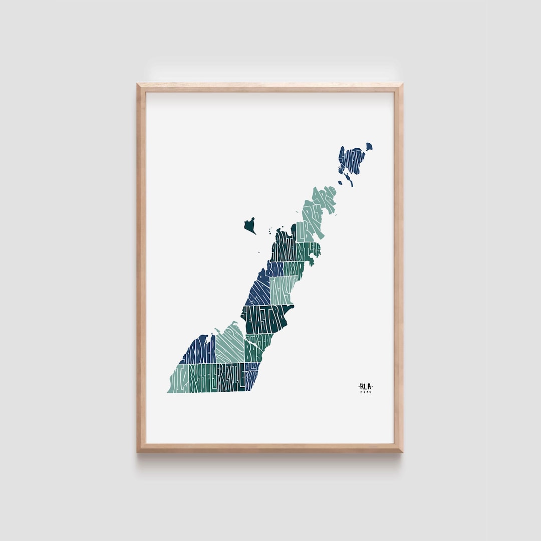 Door County Towns Hand Drawn Typography Map Print • Wisconsin Wall Art ...