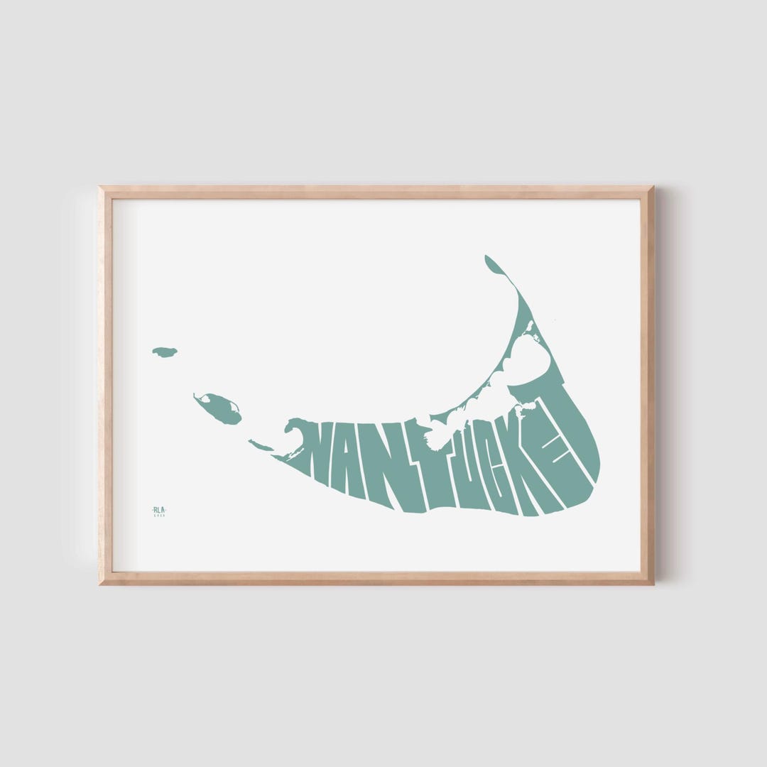 Nantucket Map Print: Hand-drawn Typography Wall Art - Etsy