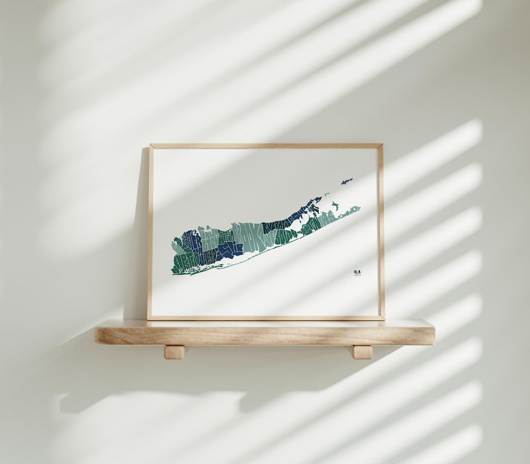Long Island Towns Map Print New York Wall Art Poster Hand Drawn ...