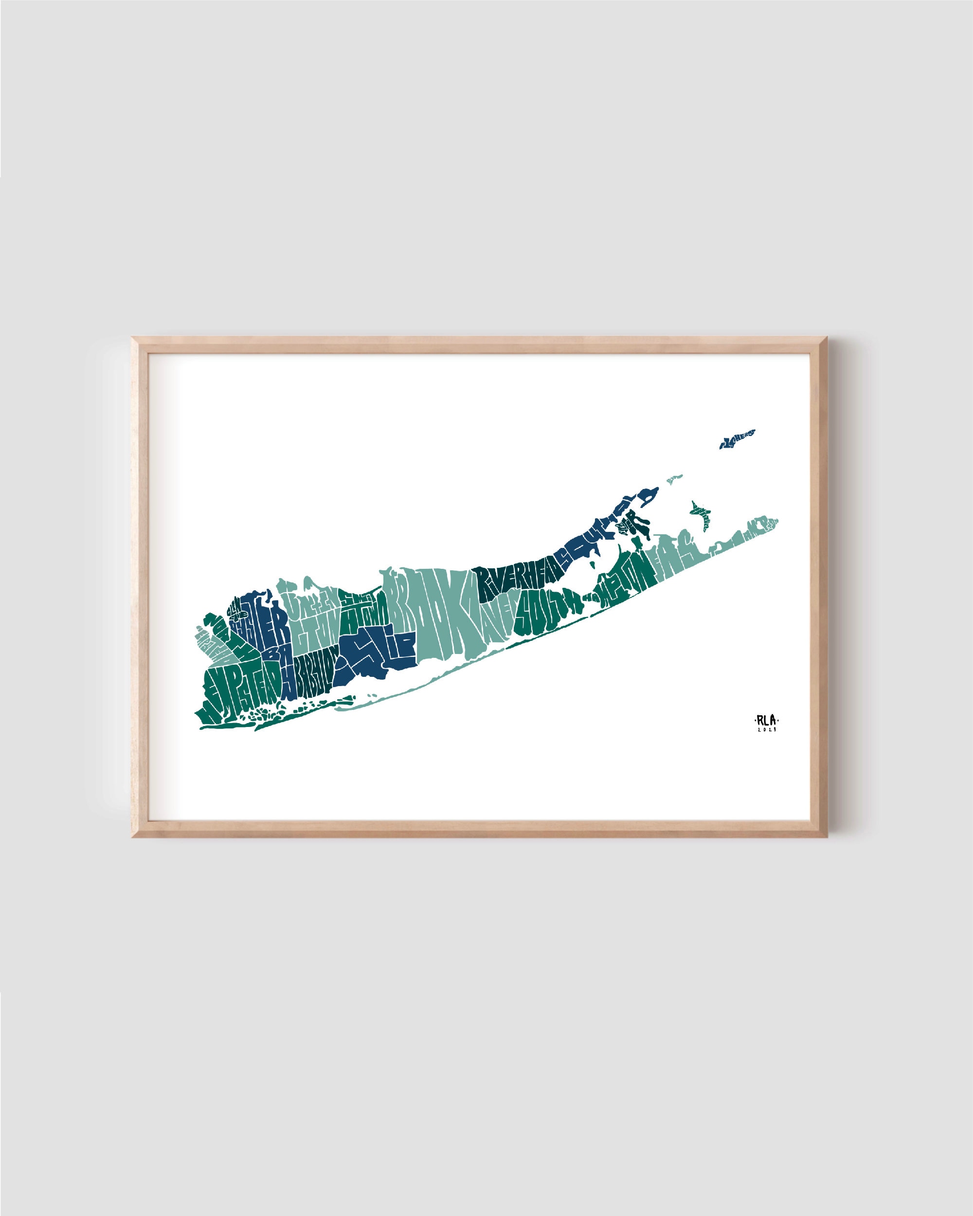 Long Island Towns Map Print • New York Wall Art Poster • Hand Drawn ...