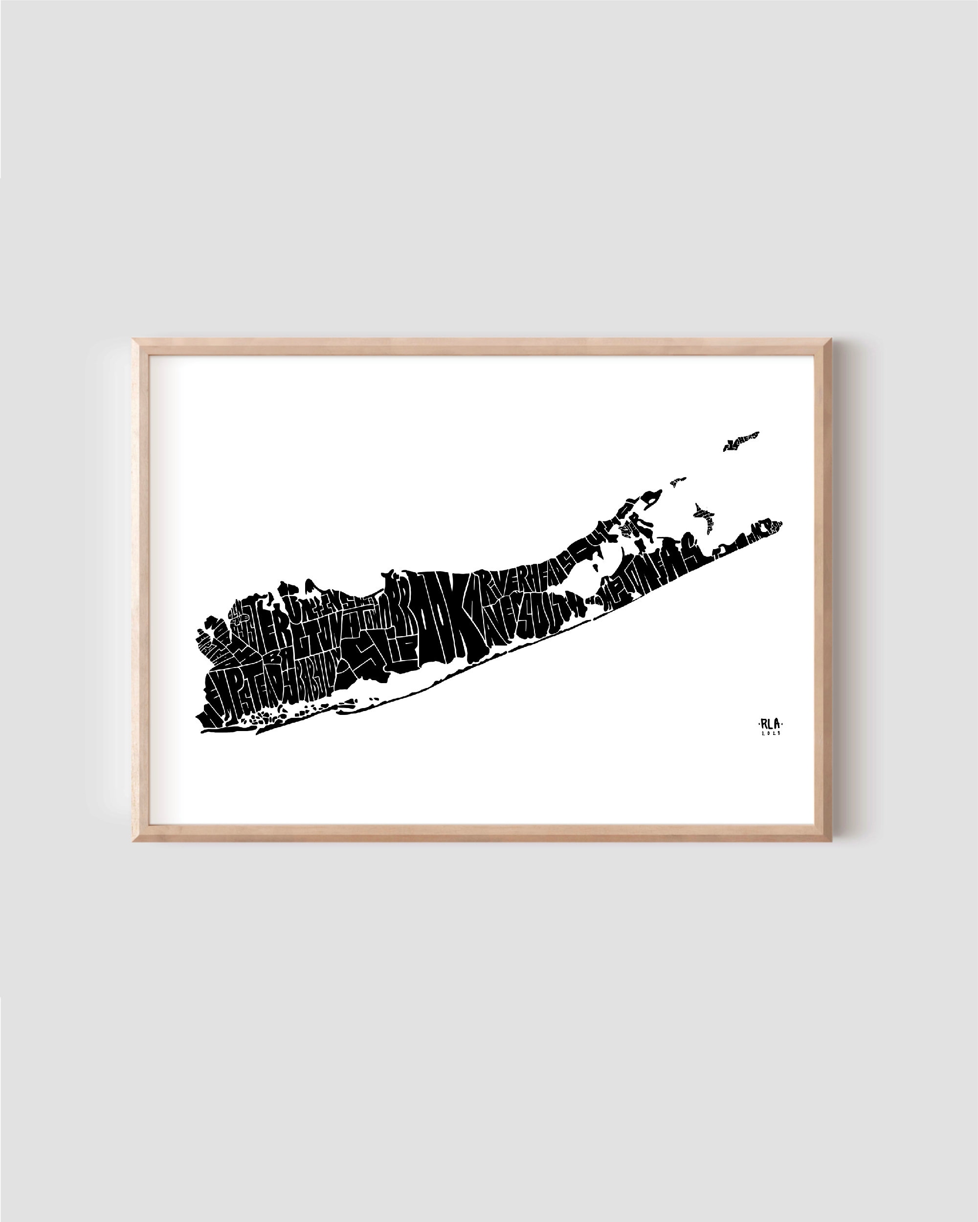 Long Island Towns Map Print New York Wall Art Poster Hand Drawn ...