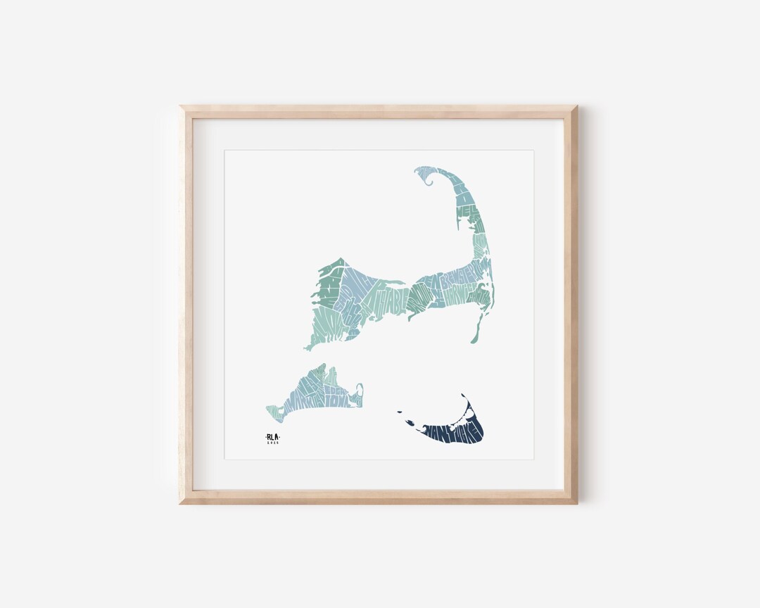 Cape Cod Map Print: Hand-drawn Nantucket Wall Art - Etsy