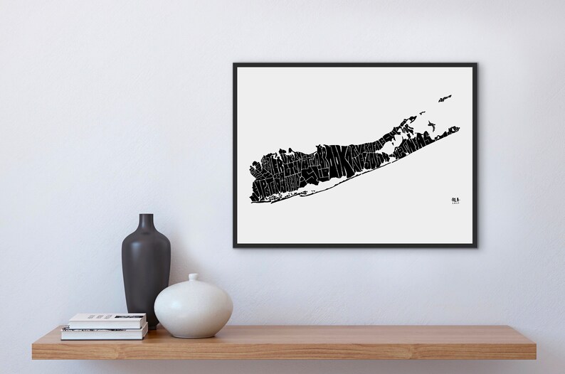 Long Island Towns Map Print New York Wall Art Poster Hand Drawn ...