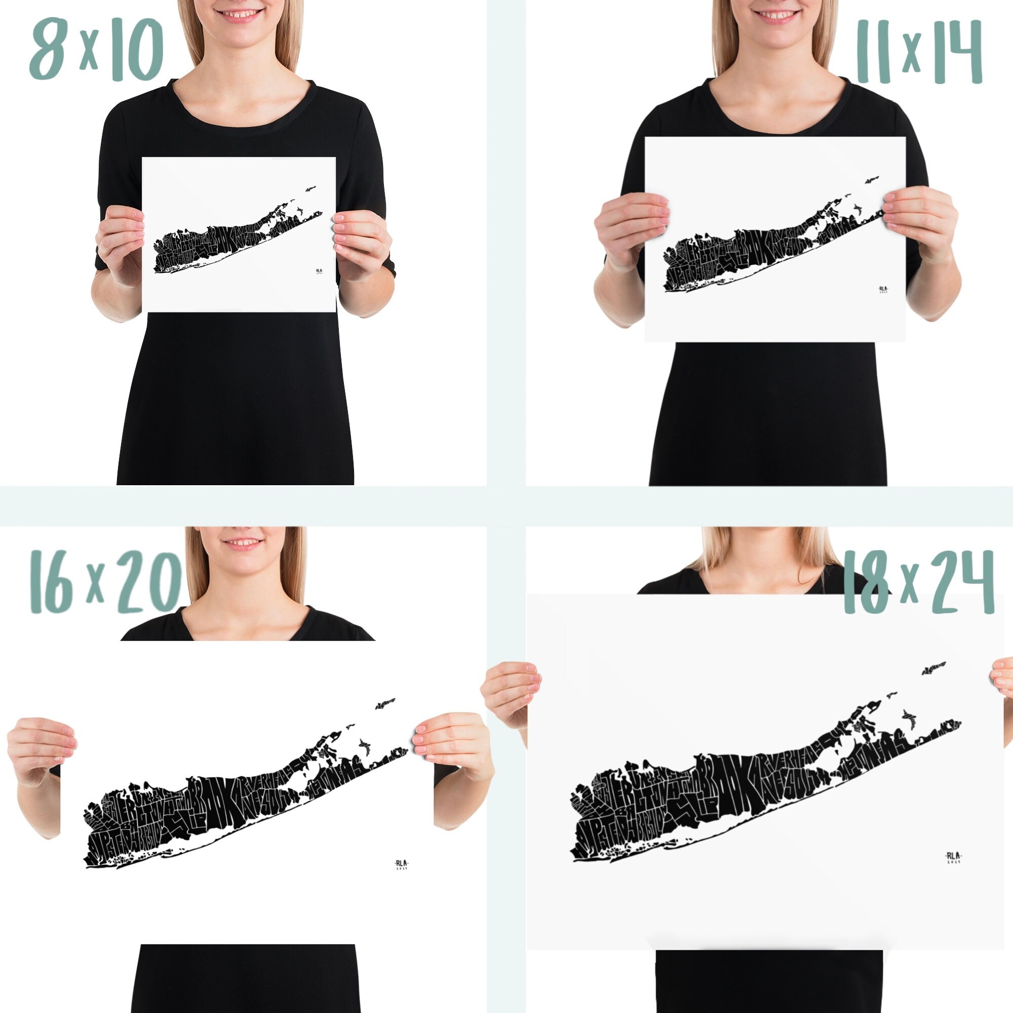 Long Island Towns Map Print New York Wall Art Poster Hand Drawn ...