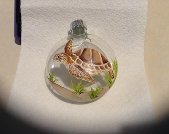 Christmas ornament sea turtle handpainted | Etsy