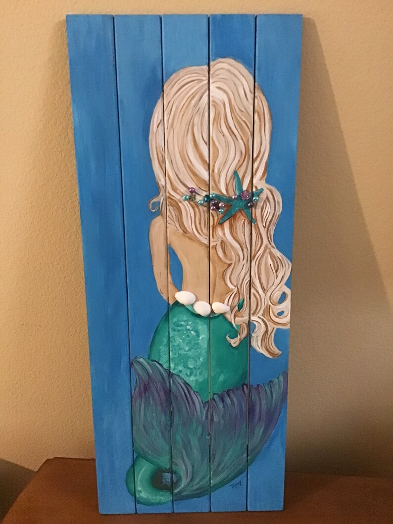 Mermaid Acrylic on Wood, 28x11 - Etsy