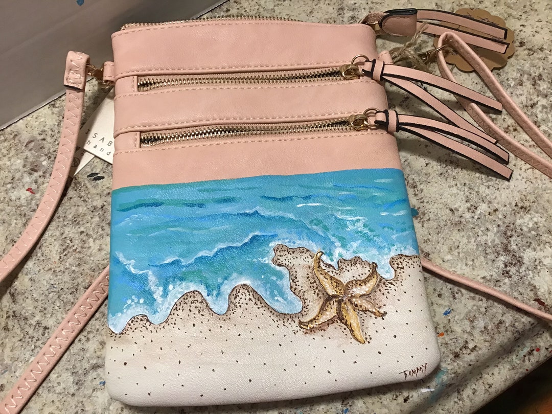 Painted Beach With Starfish Crossbody Purse - Etsy