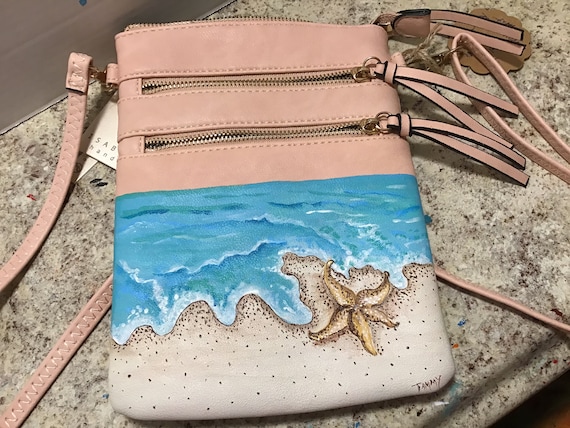 Painted Beach With Starfish Crossbody Purse - Etsy