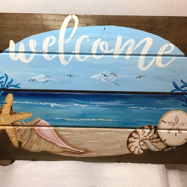 Outdoor Coastal Welcome Sign - Etsy