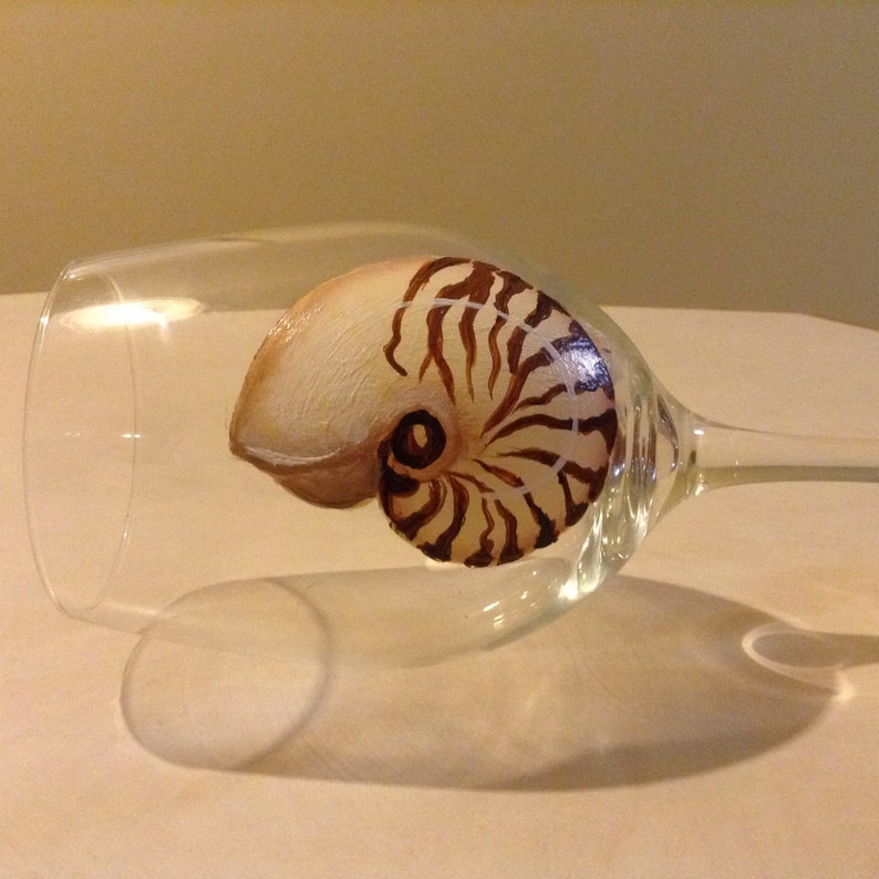 Wine Glass, Nautilus Shell, Hand-painted, - Etsy