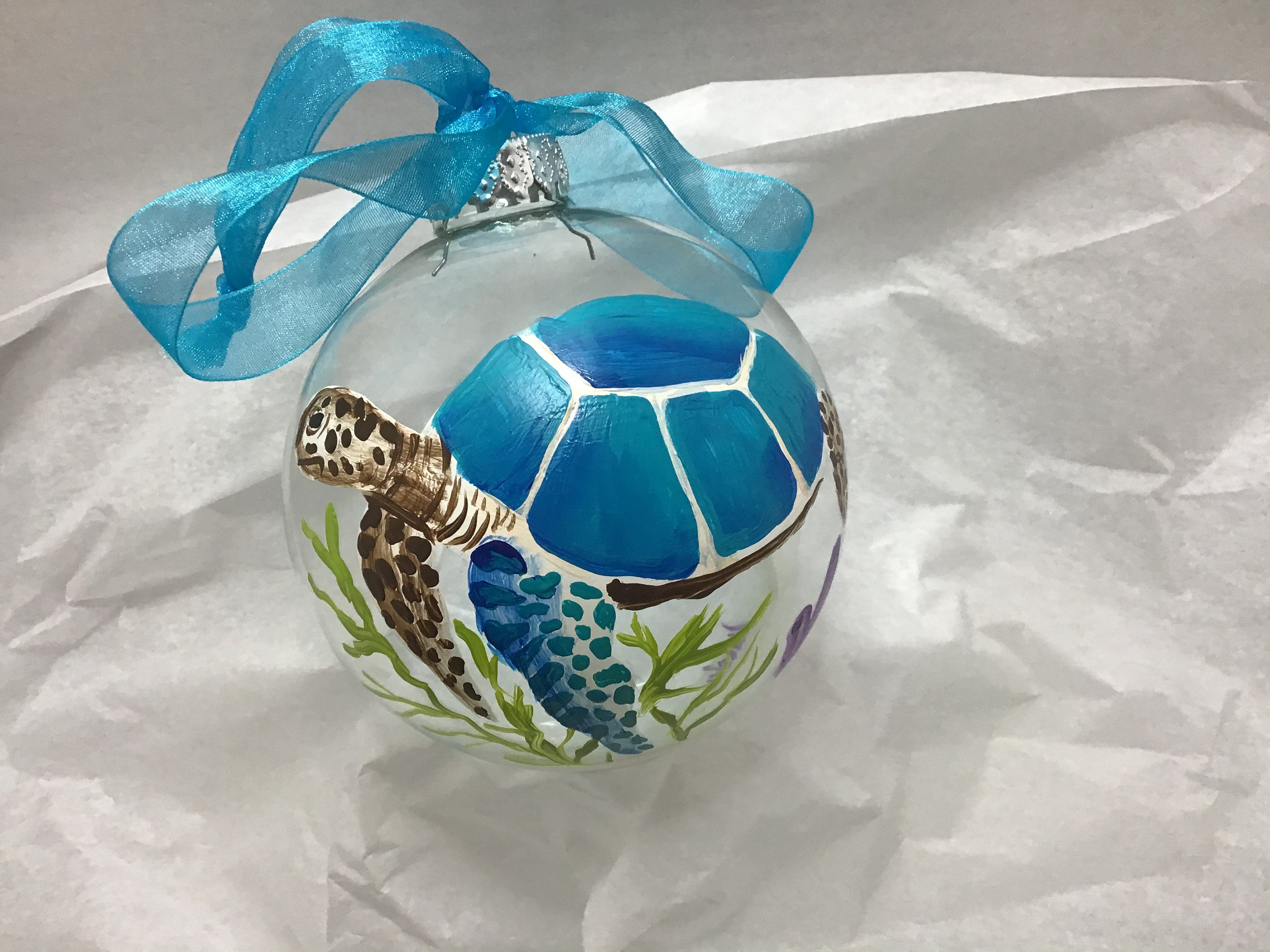 Christmas Ornament, Sea Turtle, Handpainted - Etsy