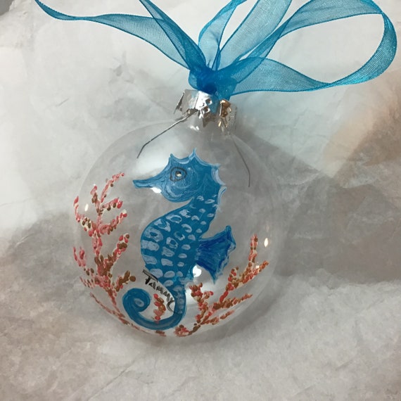 Ornament Glass Seahorse Hand Painted | Etsy