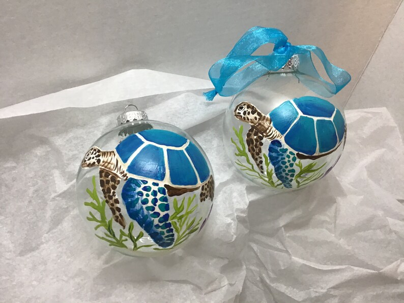 Christmas Ornament, Sea Turtle, Handpainted - Etsy