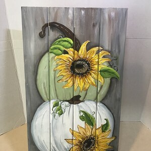 Fall Pumpkin Stack Painting With Sunflowers - Etsy