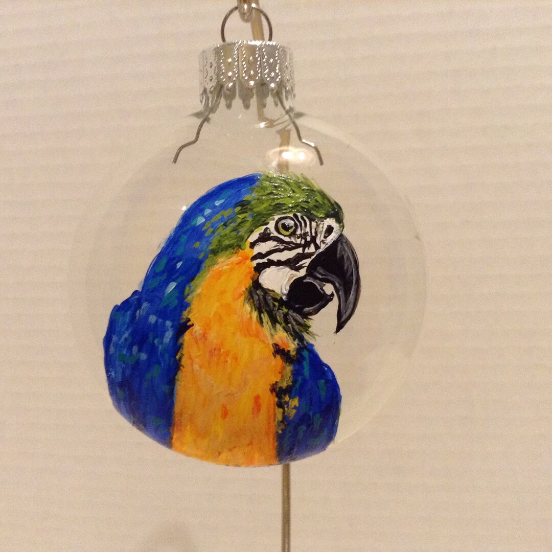 Ornament, Glass, Parrot, Hand Painted - Etsy