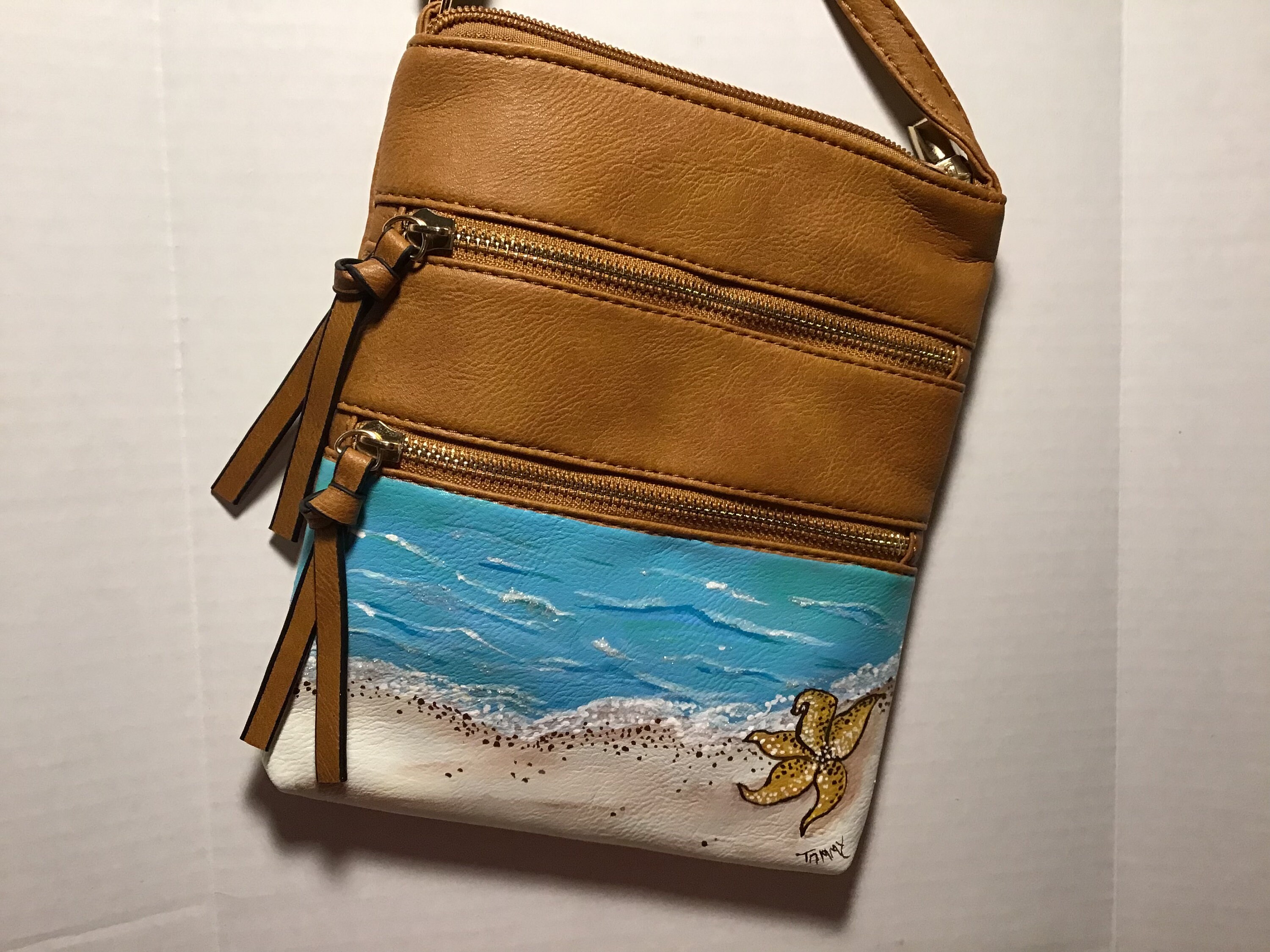 Painted Beach With Starfish Crossbody Purse - Etsy