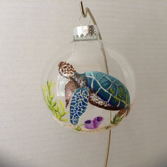 Christmas ornament sea turtle handpainted | Etsy