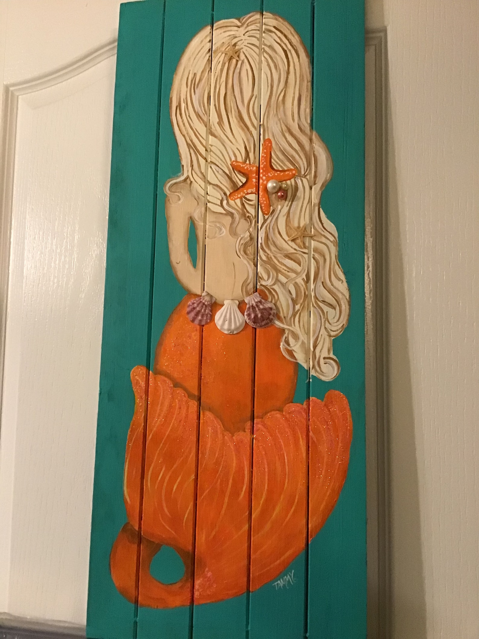 Mermaid Acrylic on Wood, 28x11 - Etsy