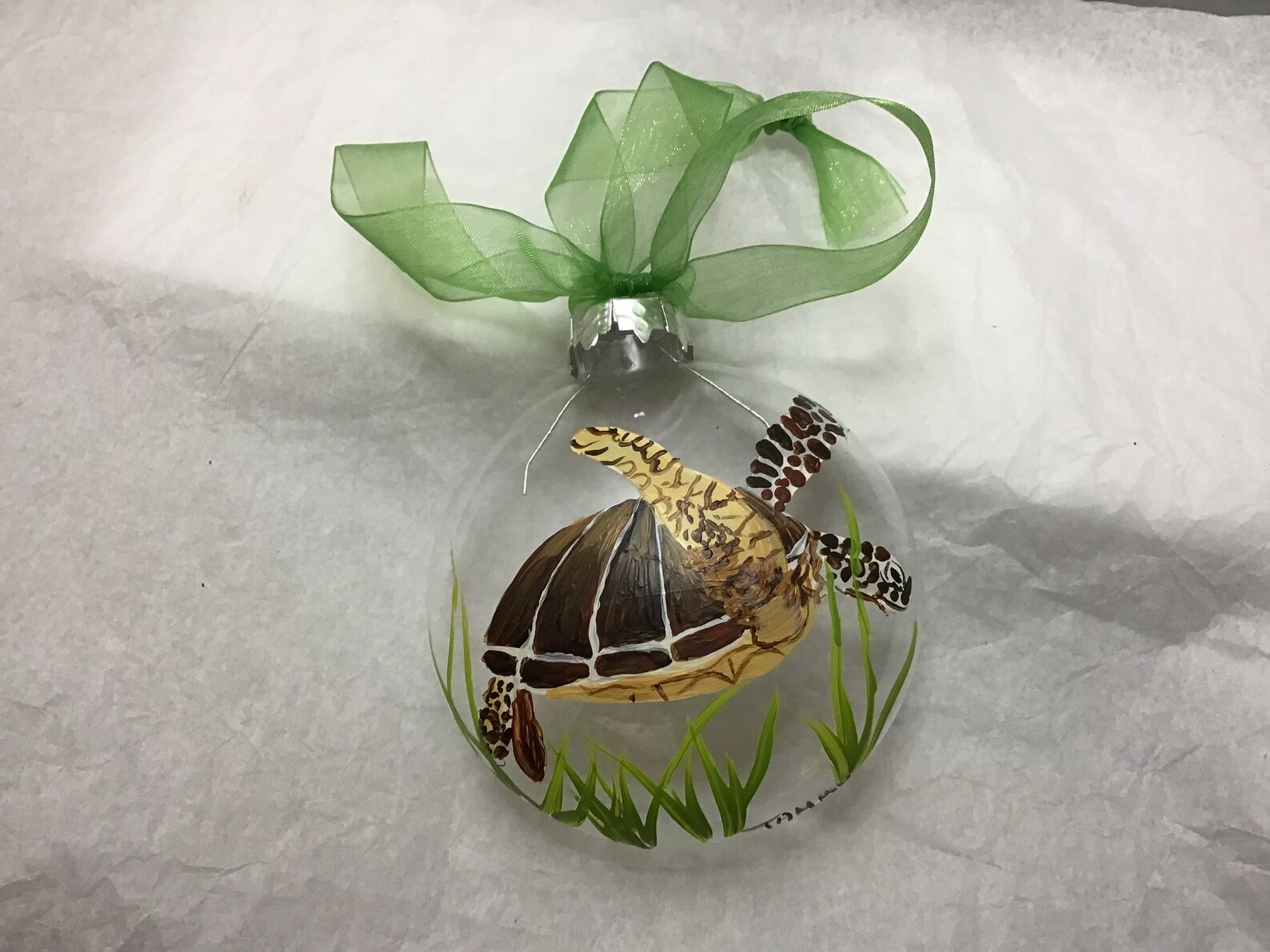 Sea Turtle Ornament, Glass Hand Painted - Etsy