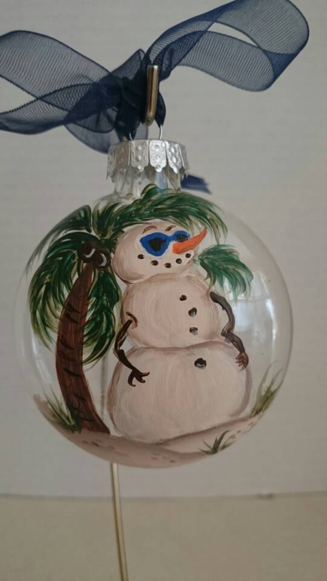 Ornament, Glass Sandman With Palm Tree and Beach, Wearing Sunglasses - Etsy