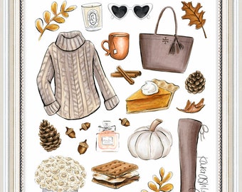 Fall Time Outfit Collage Art Print | Etsy