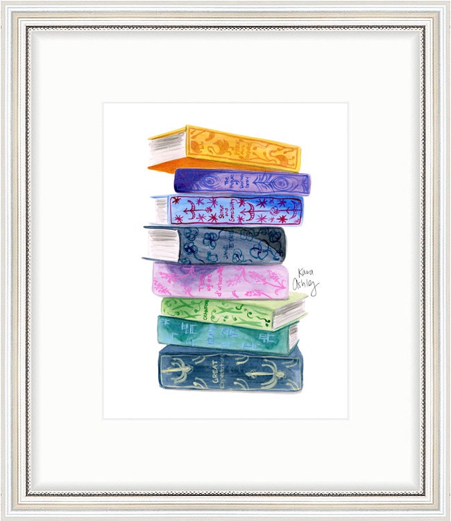 Stack of Books Art Print for Bookshelf Booktok Wall Art Gift for Friend ...