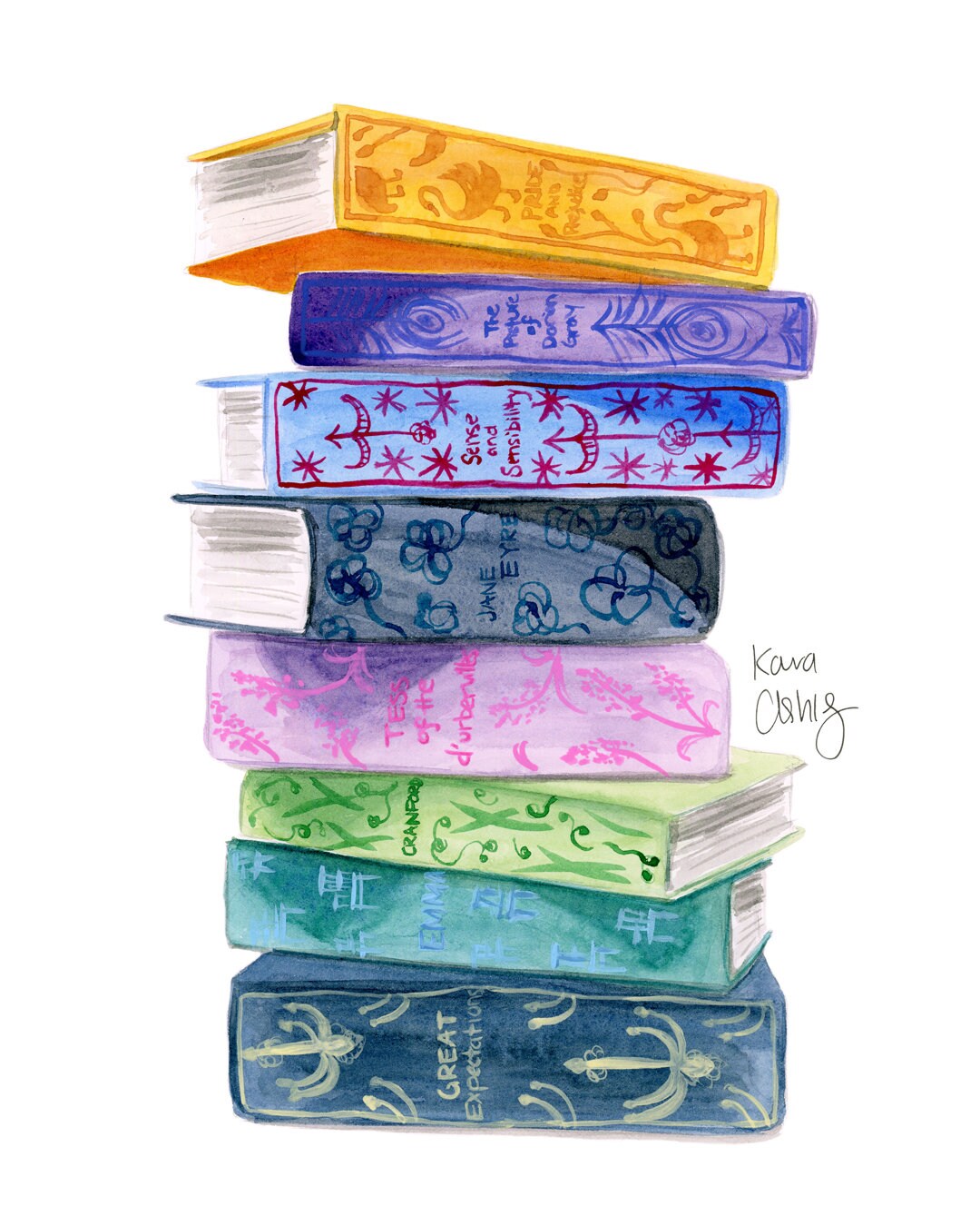 Stack of Books Art Print for Bookshelf Booktok Wall Art Gift for Friend ...