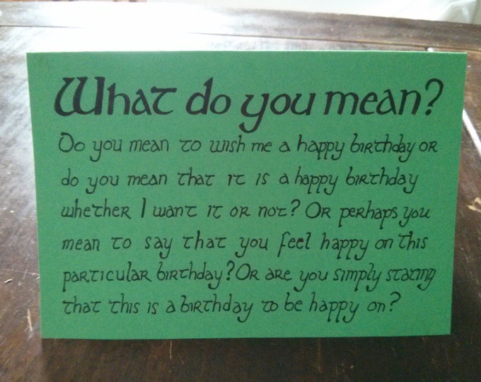 Green Hobbit Birthday Card - Lord of the Rings Gift Custom Colour - Etsy