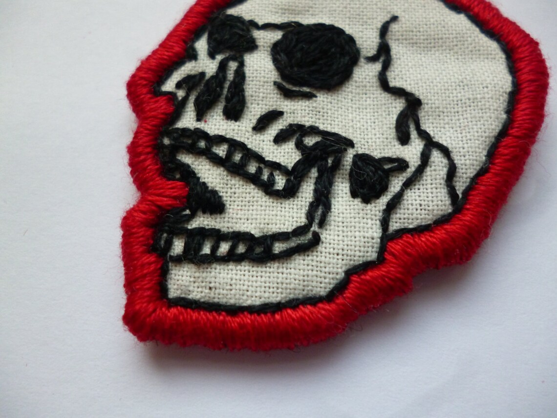 Embroidered Skull Patch Skull Embroidery Applique Brooch - Etsy