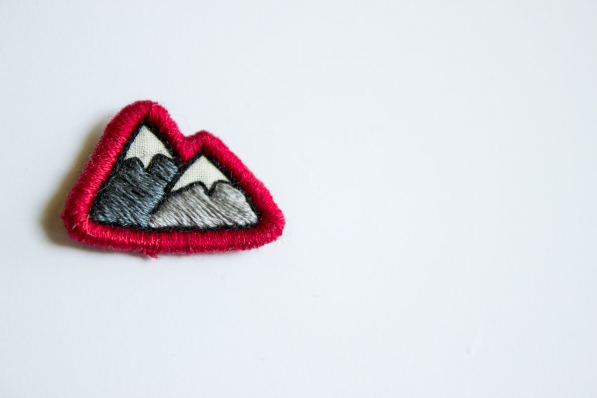Hand Embroidered Mountain Patch - Nature Inspired Iron on Badge for ...